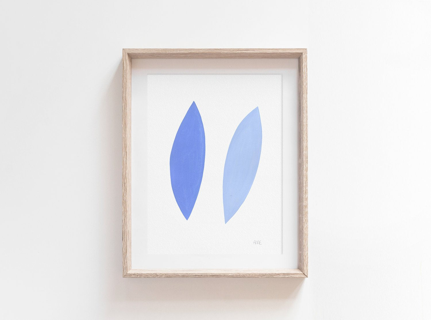 Original Painting - Nature inspired simple, blue minimalist art in blu ...
